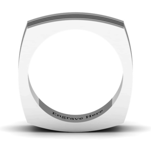 Sterling Silver Stria Grooved Square-shaped Men's Ring - All Birthstone™