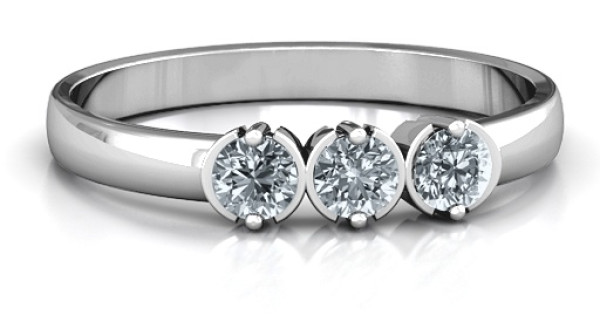 Sterling Silver Trinity Ring with Cubic Zirconias Stones - All Birthstone™