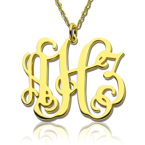 Solid Gold Taylor Swift Style Monogram Necklace 18ct - All Birthstone™