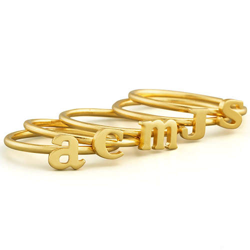 Stackable Initial Ring 18ct Gold Plated - All Birthstone™