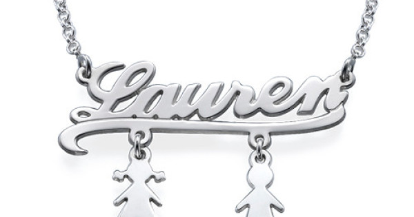 Mummy Name Necklace with Kids Charms - All Birthstone™