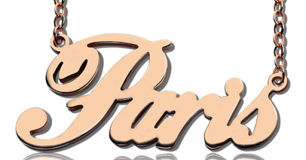 Paris Hilton Style Name Necklace 18ct Solid Rose Gold Plated - All ...