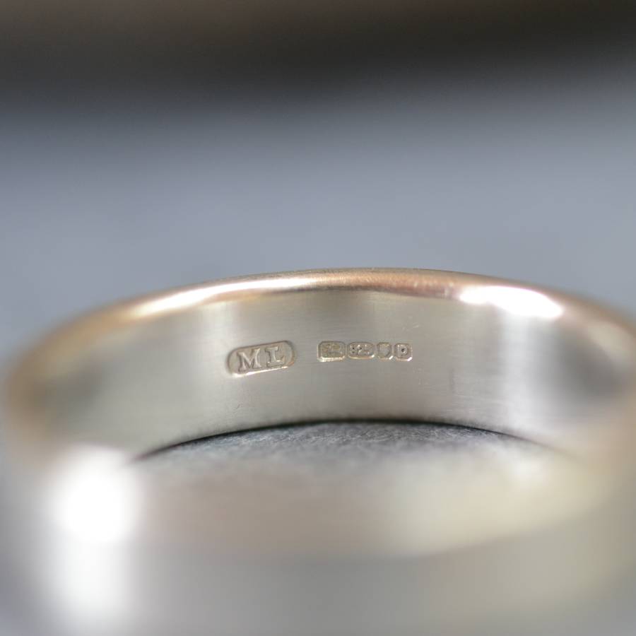 Handmade Satin Silver Rectangular Wedding Ring - All Birthstone™