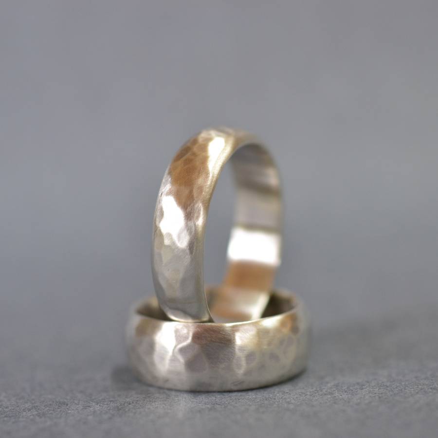 Handmade Silver Wedding Ring With Hammered Finish - All Birthstone™