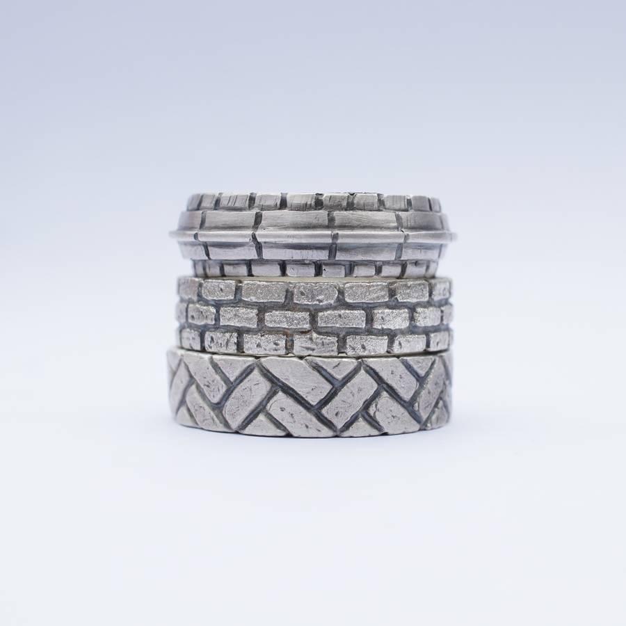 Herringbone Brick Silver Ring - All Birthstone™