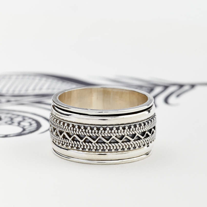 Mens Chunky Tribal Spinning Ring - All Birthstone™