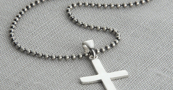 Mens Sterling Silver Cross And Chain - All Birthstone™