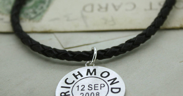 Mens Personalised Place And Date Pendant - All Birthstone™