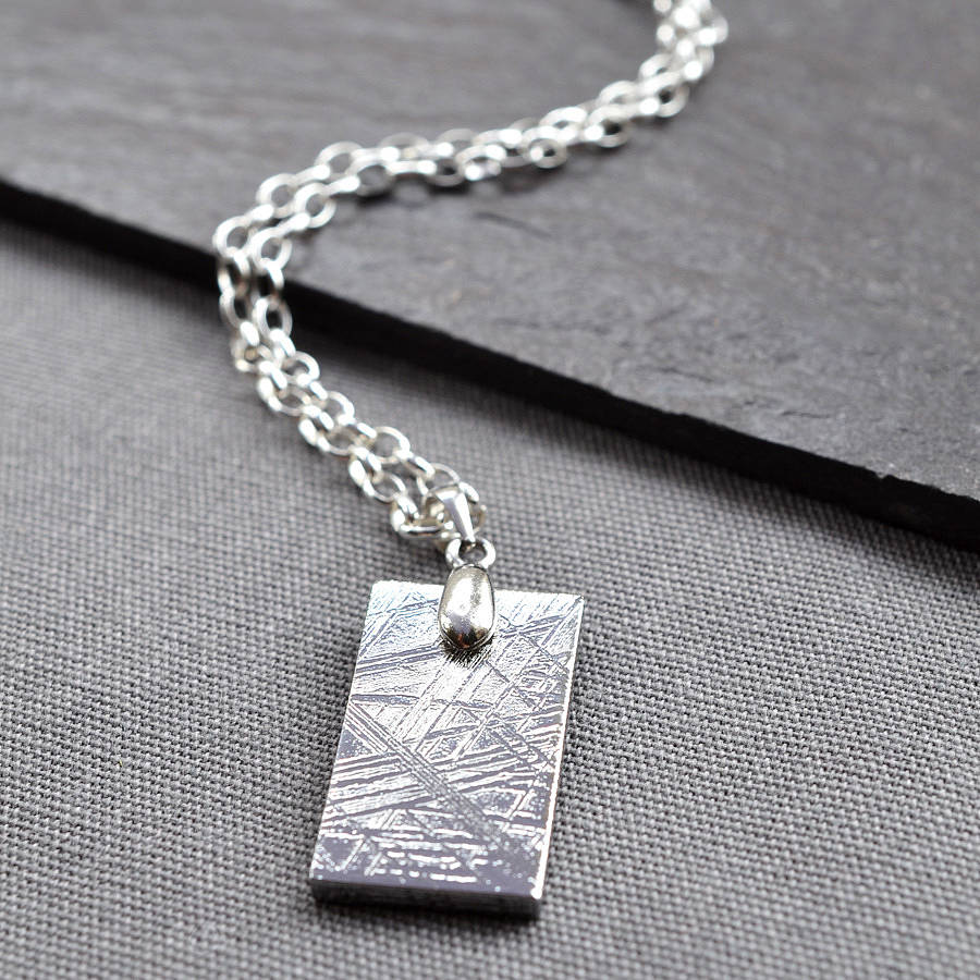 Meteorite And Silver Tag Necklace - All Birthstone™