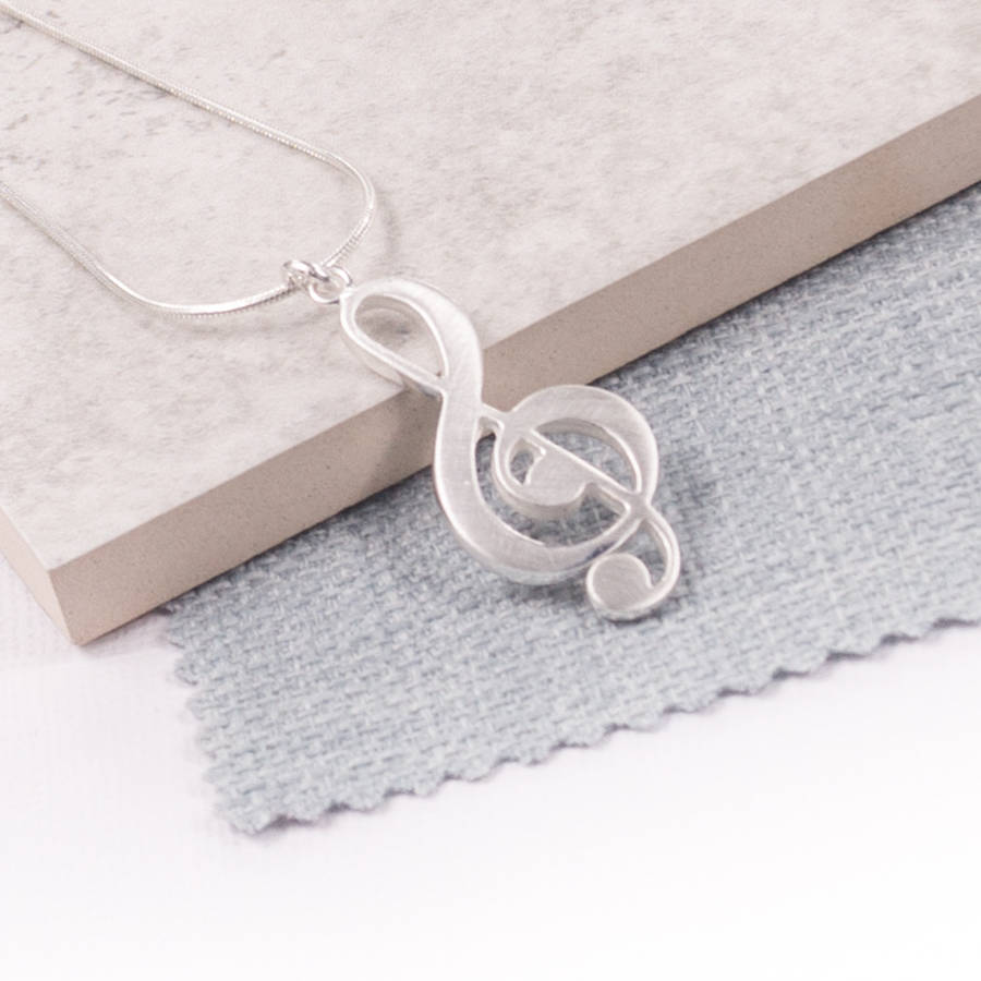 Silver Treble Clef Pendant - All Birthstone™