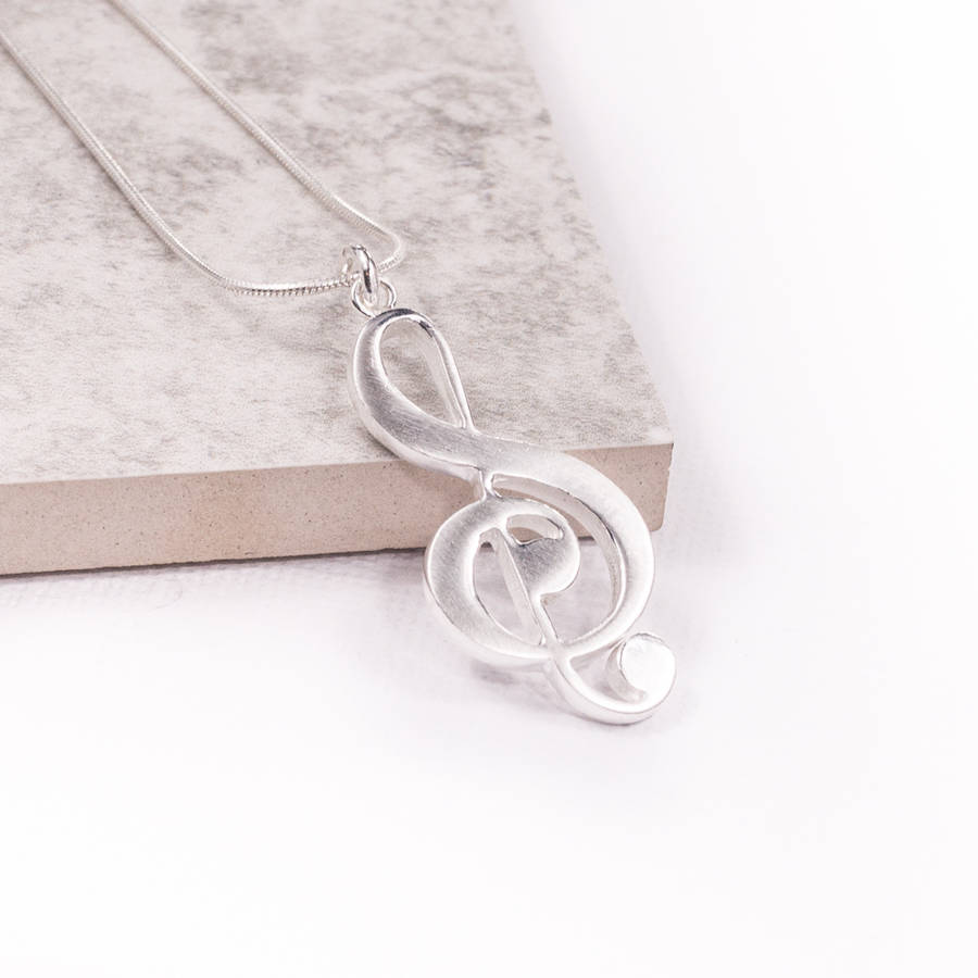 Silver Treble Clef Pendant - All Birthstone™