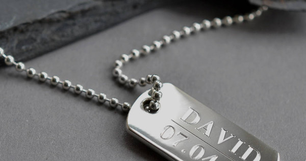 Sterling Silver Solid Dog Tag Necklace - All Birthstone™